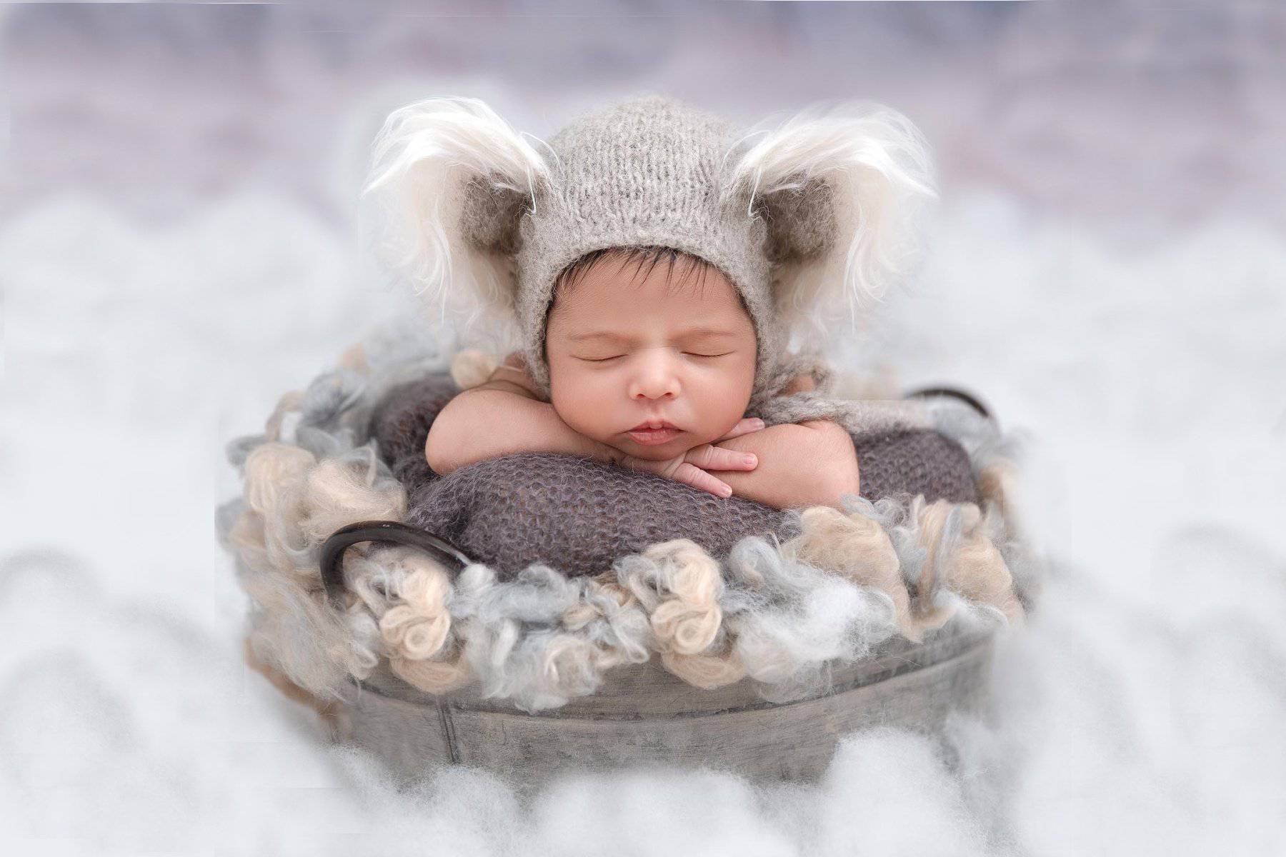 Granite Gray Newborn Fluff Cloud Basket Filler Nest Stuffer – Beautiful ...