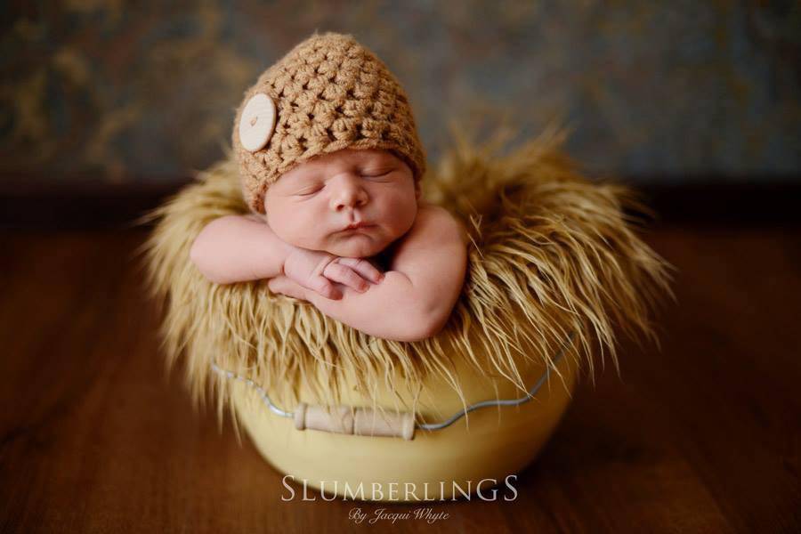 Toffee Brown Big Button Hat – Beautiful Photo Props